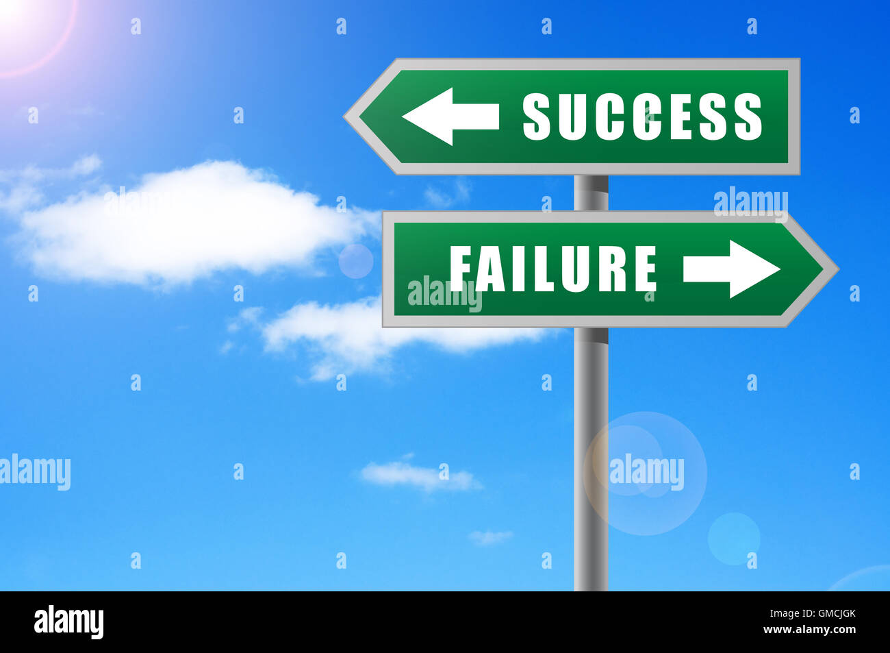 Arrows success failure on sky background Stock Photo - Alamy