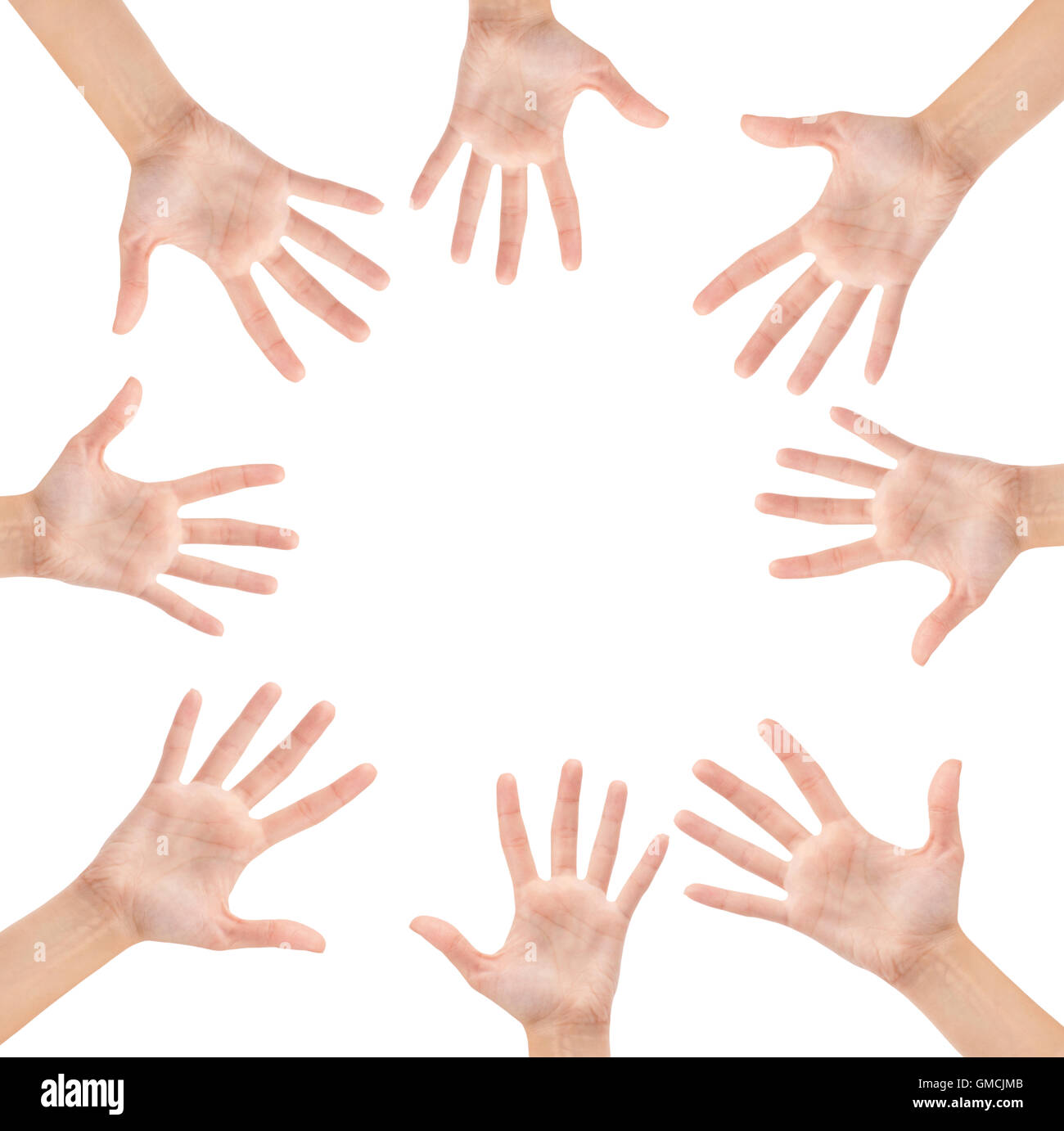 Circle made of hands isolated on white background Stock Photo - Alamy