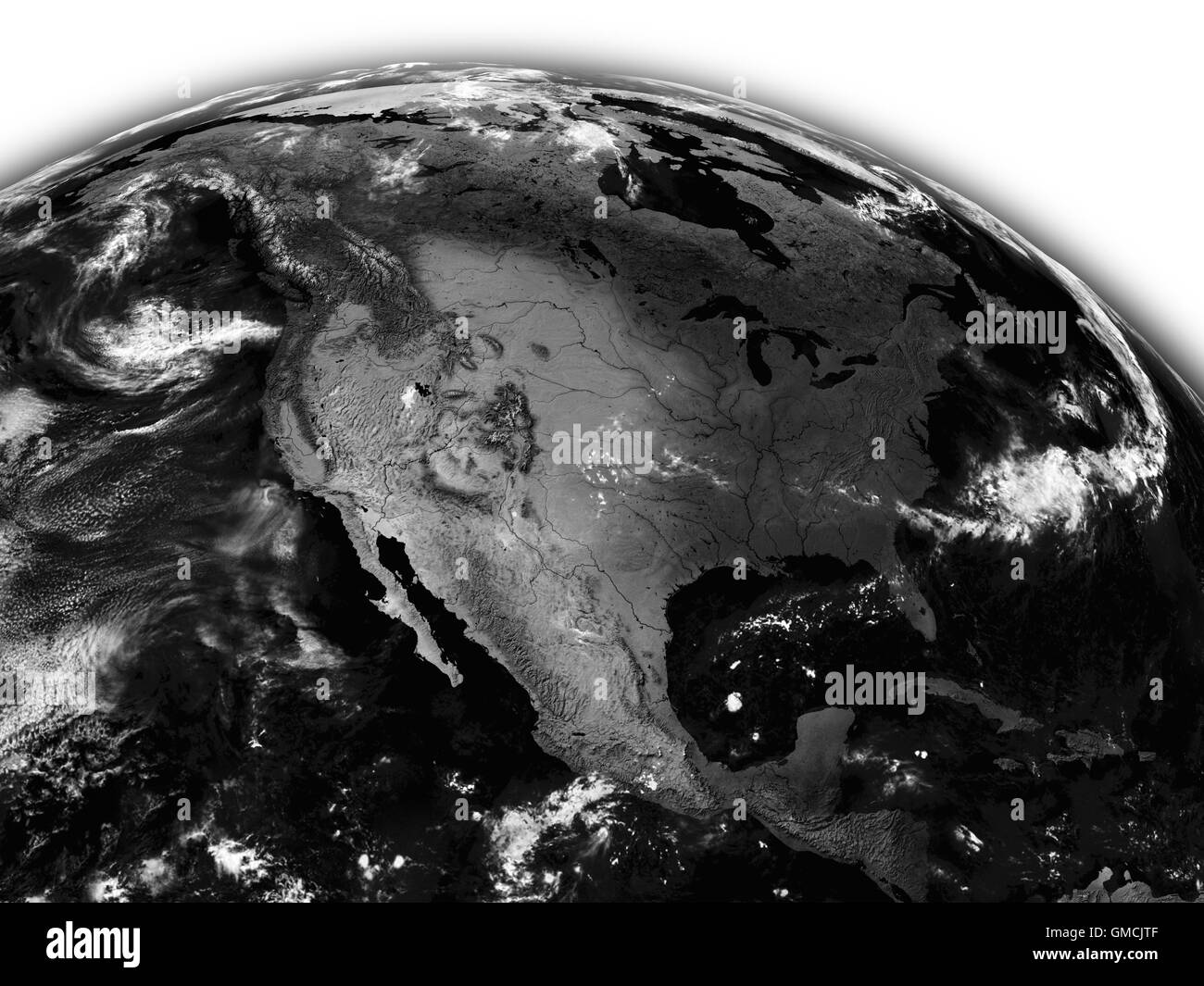 North America on black Earth Stock Photo - Alamy