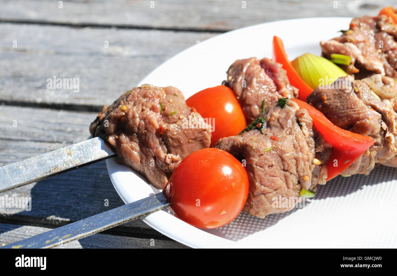 Kebabs, threaded on a skewer Stock Photo - Alamy