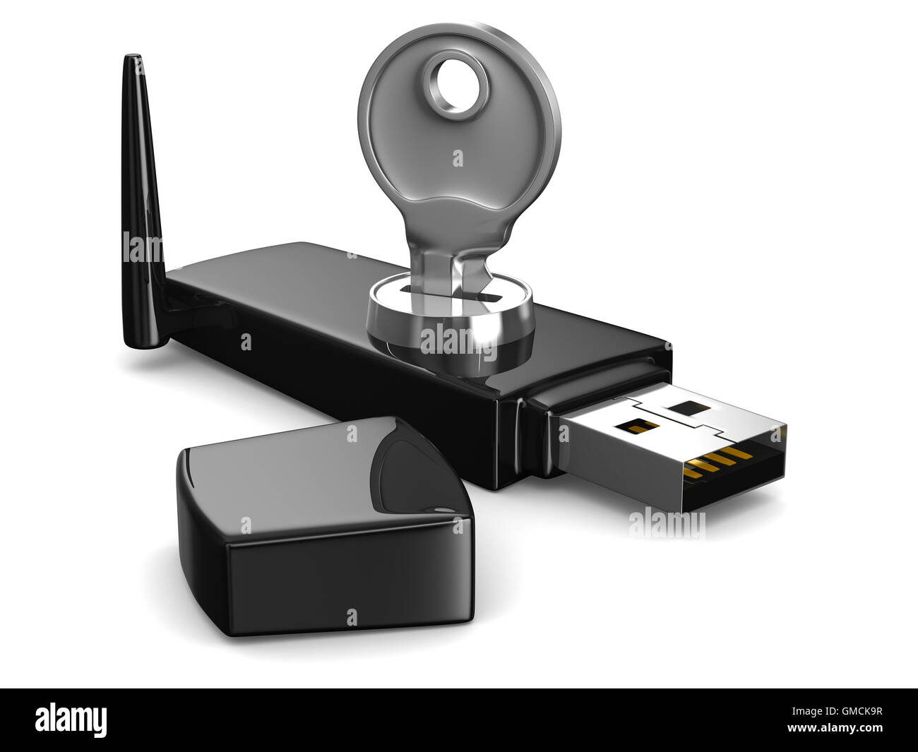 wireless USB modem on white background. Isolated 3D image Stock Photo ...