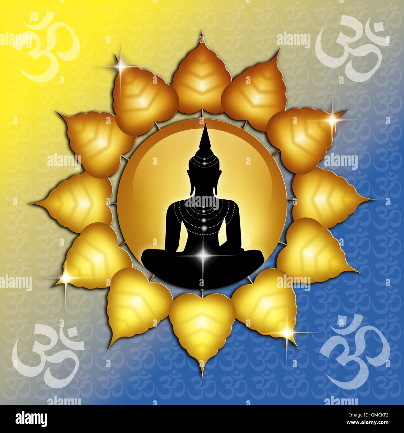 Om symbol and Buddha Stock Photo - Alamy