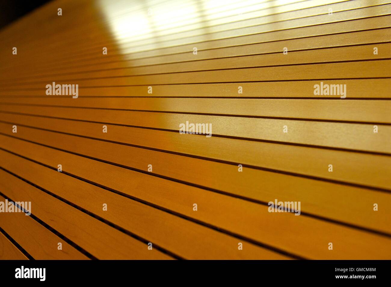 Rows of Golden Fitted Wooden Slats Background Stock Photo - Alamy