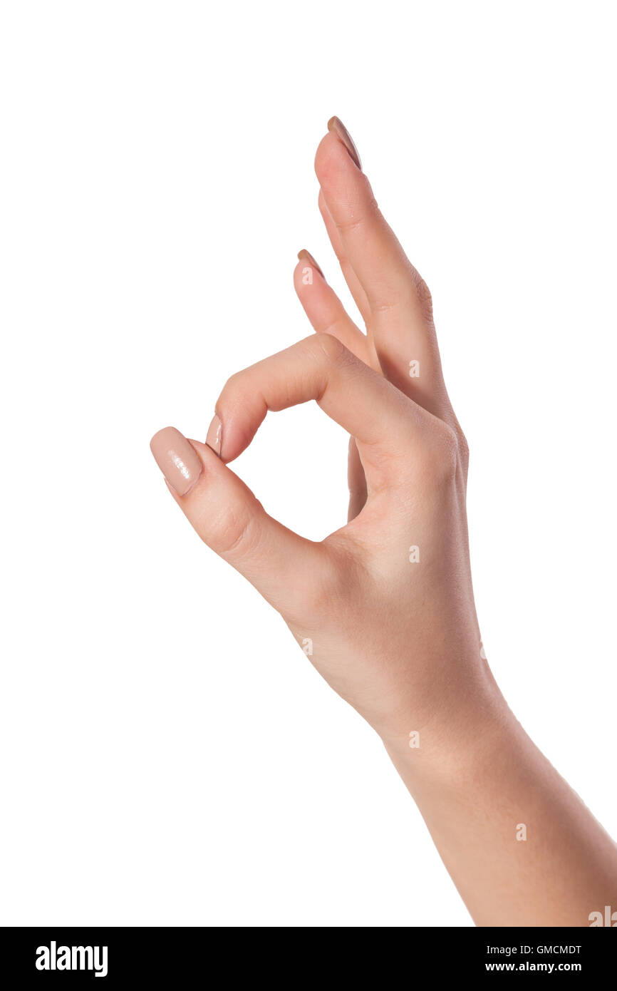 Hand is showing OK sign isolated on white Stock Photo - Alamy