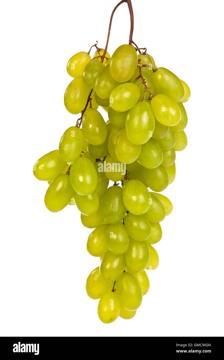 Bunch of Green Grapes laying isolated Stock Photo - Alamy