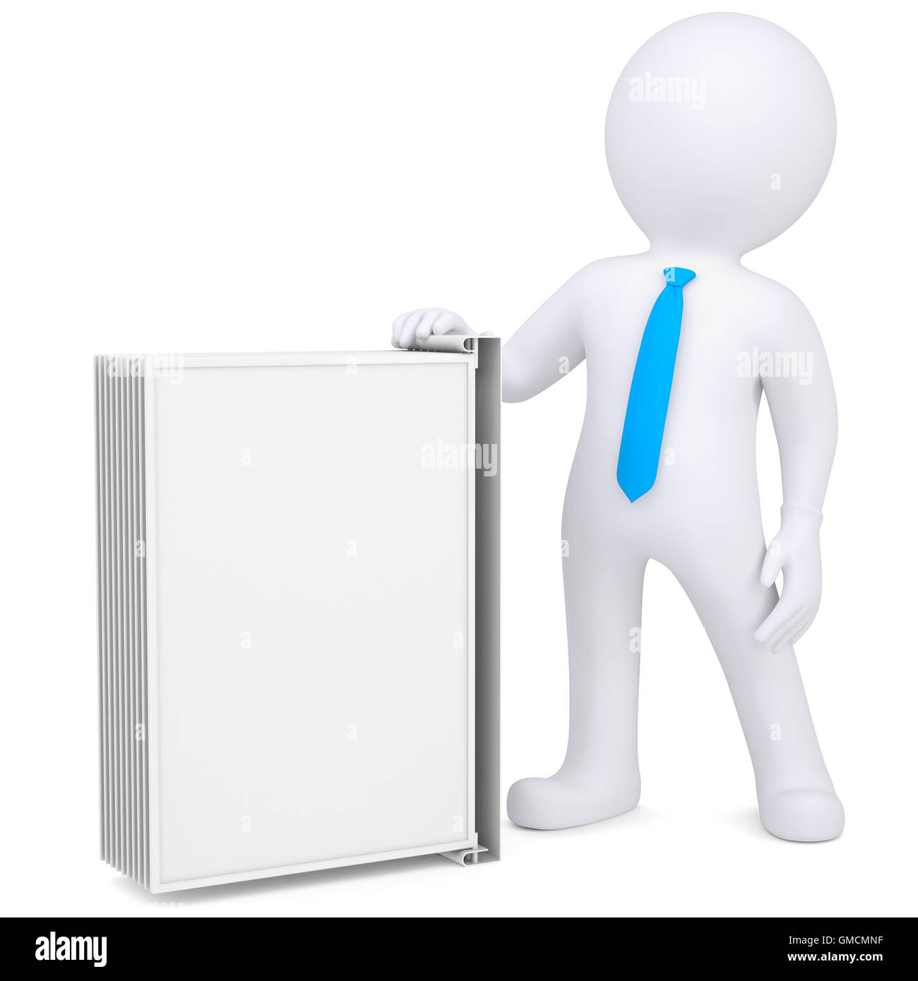 3d man holding a changeover advertising stand Stock Photo - Alamy