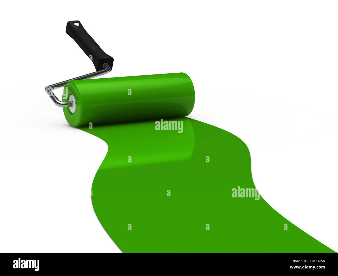 3d paint roller green Stock Photo - Alamy