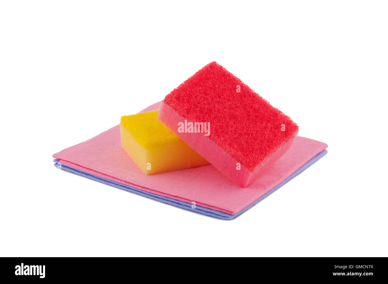 Sponges, rag for cleaning isolated on white background Stock Photo - Alamy