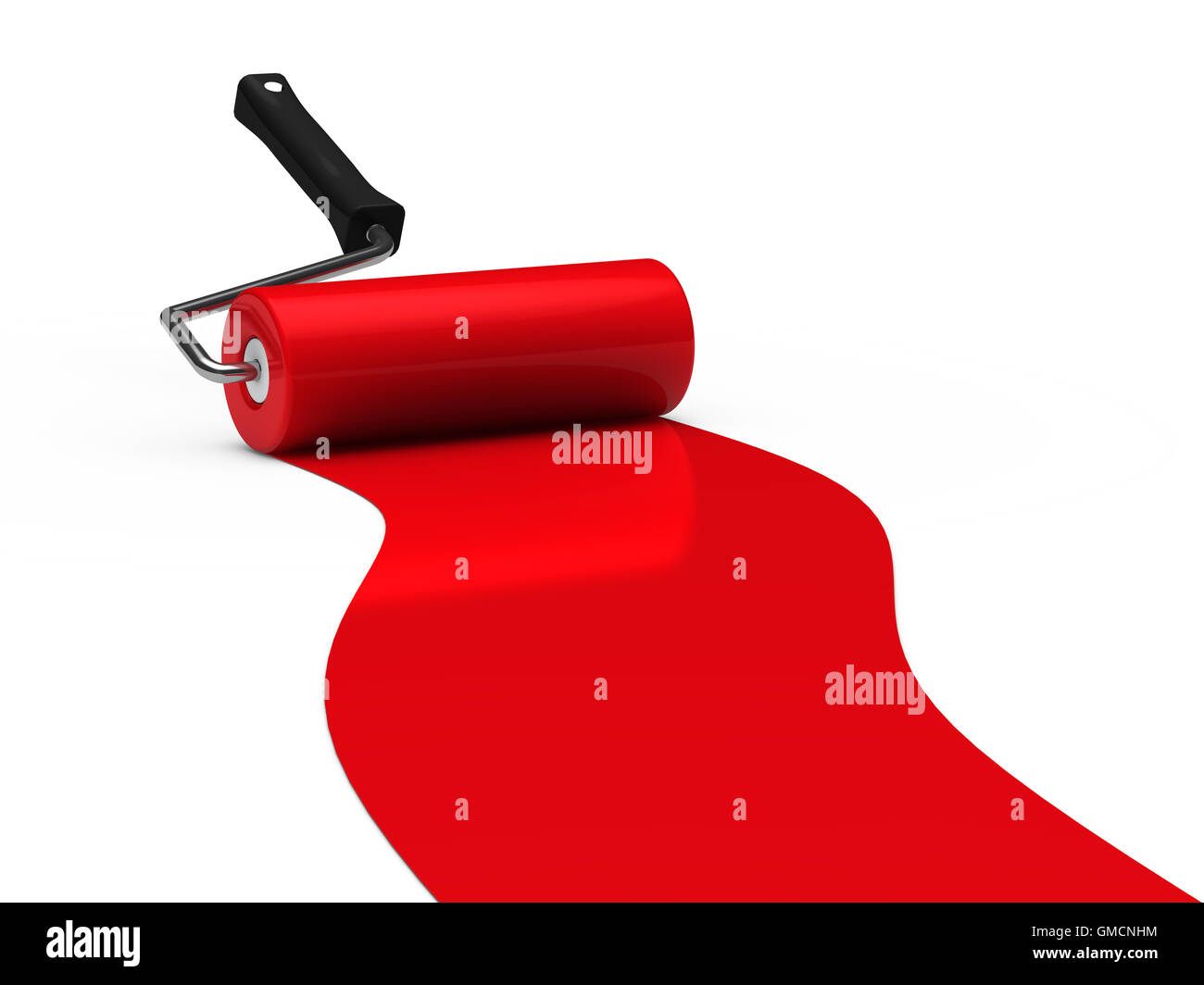 3d paint roller red Stock Photo - Alamy