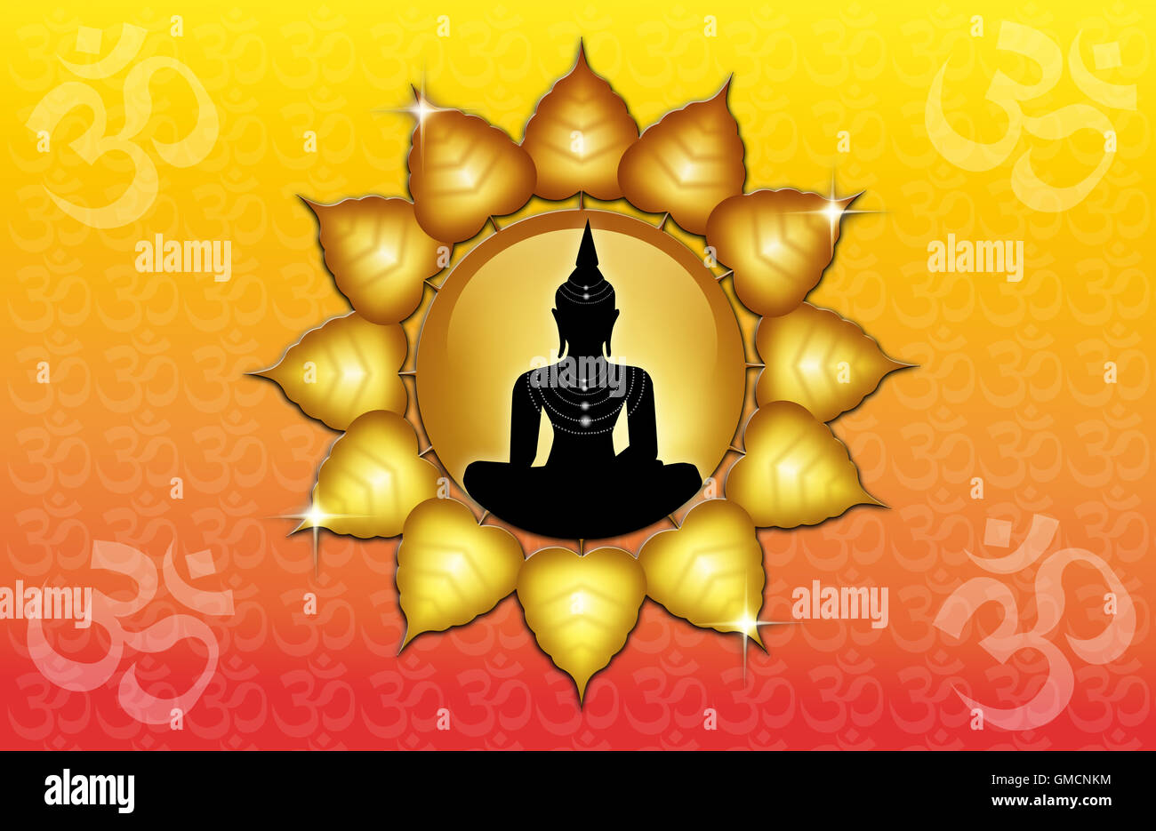 Om symbol and Buddha Stock Photo - Alamy