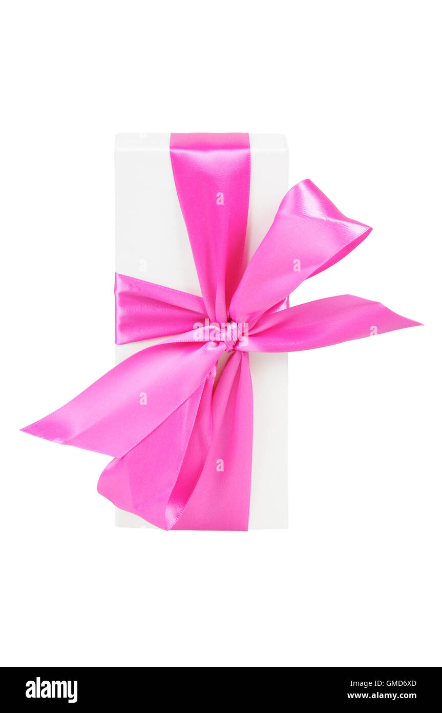 Magenta gift box bow Cut Out Stock Images & Pictures - Alamy