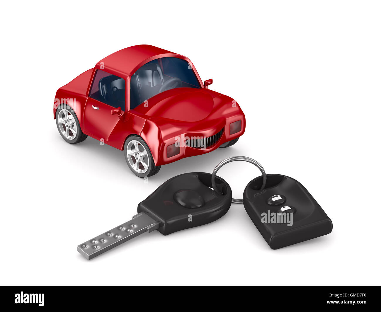 car and key. Isolated 3D image Stock Photo - Alamy