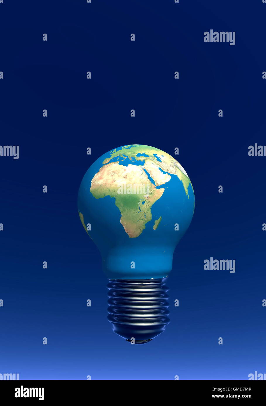 Light bulb as earth - 3D render Stock Photo - Alamy