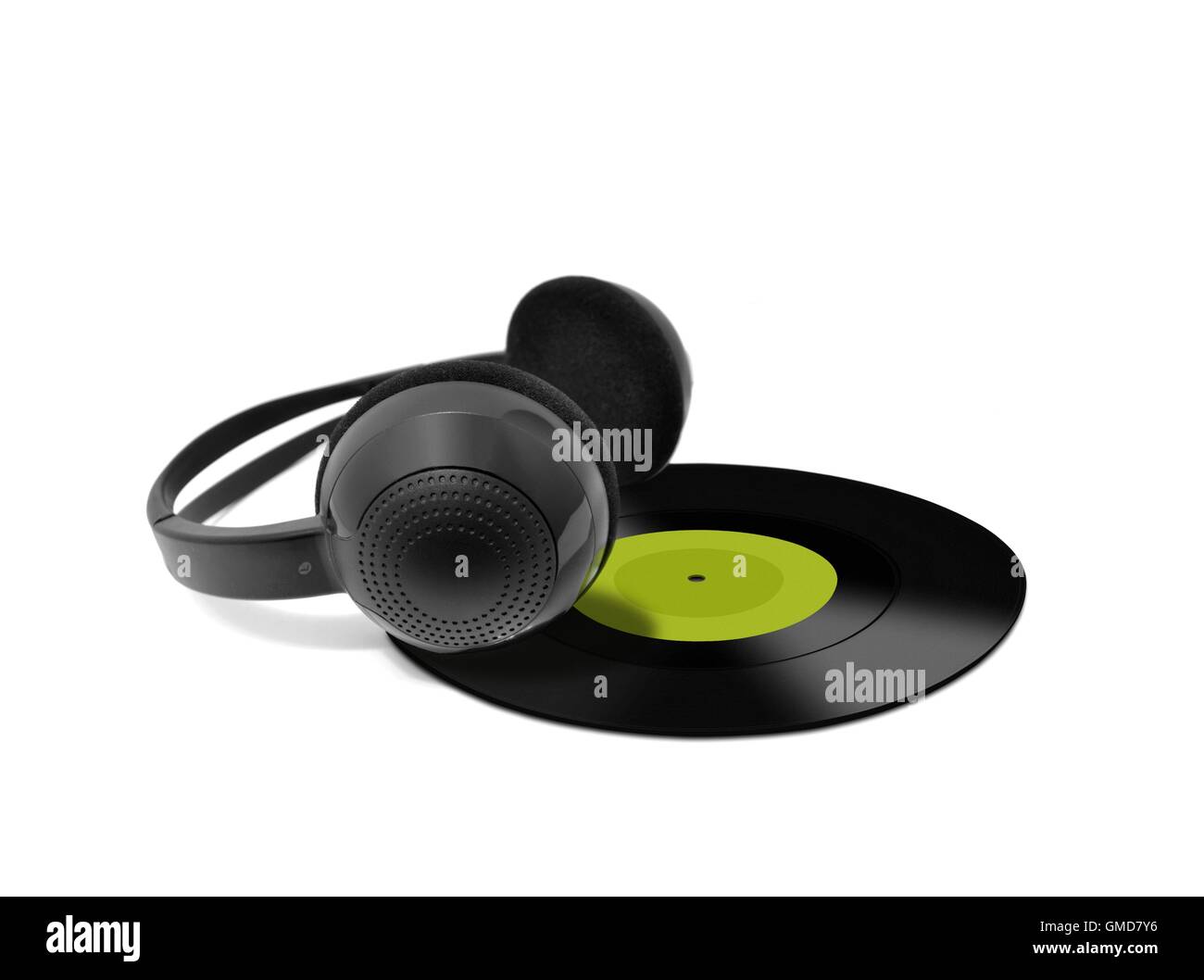 Headphones and vinyl record Stock Photo - Alamy