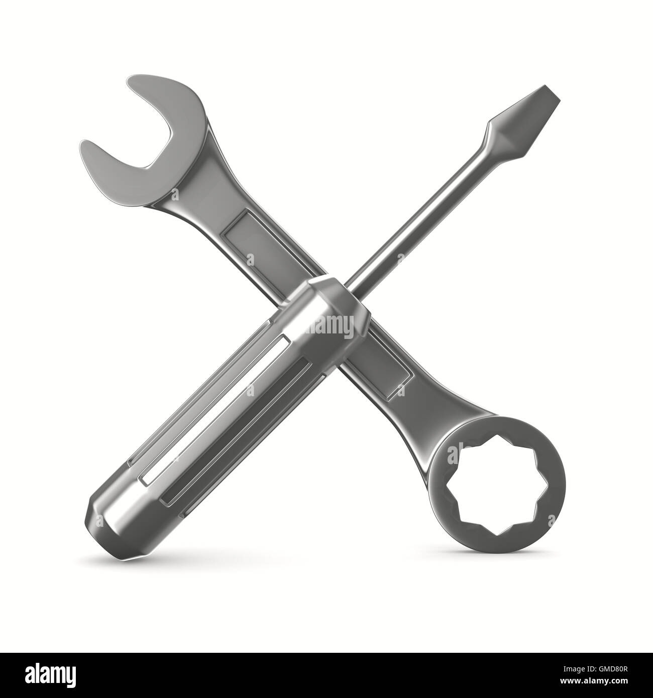 Wrench and screwdriver on white background. Isolated 3D image Stock ...