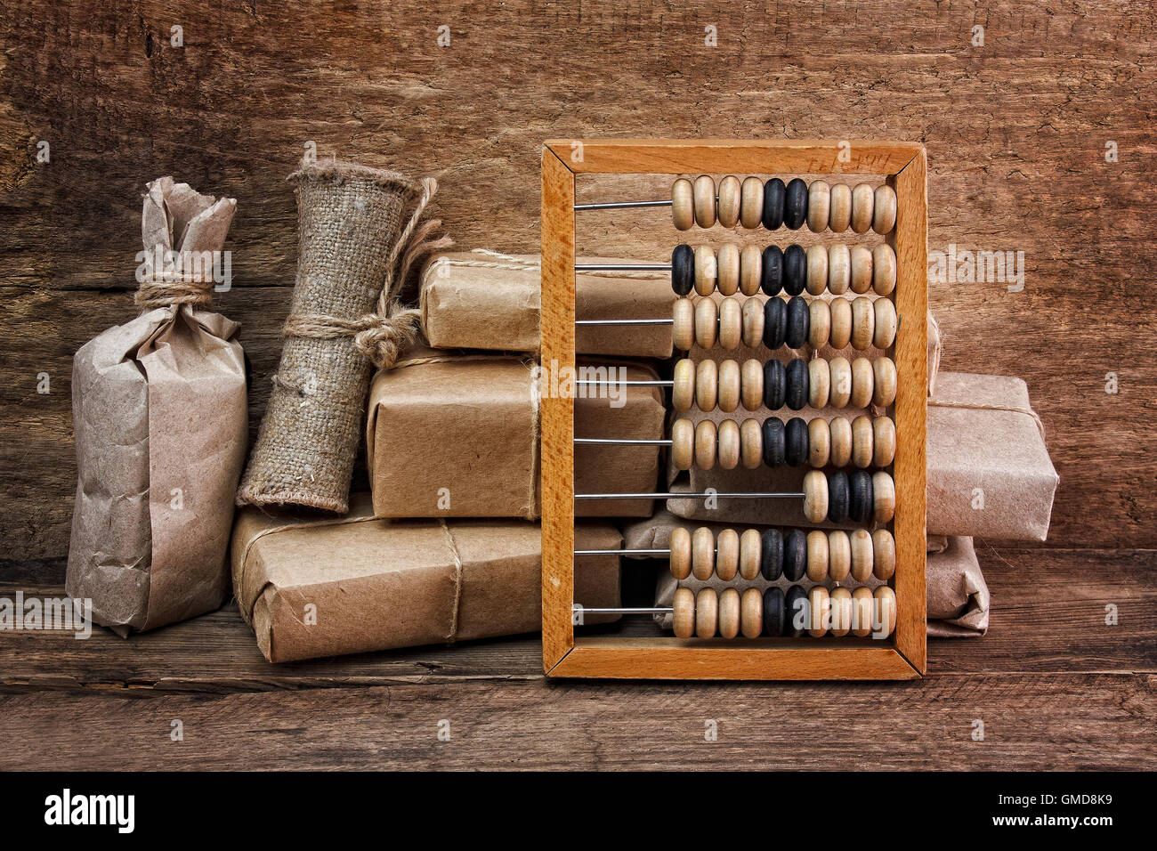 Still Life in a warehouse with abacus Stock Photo - Alamy