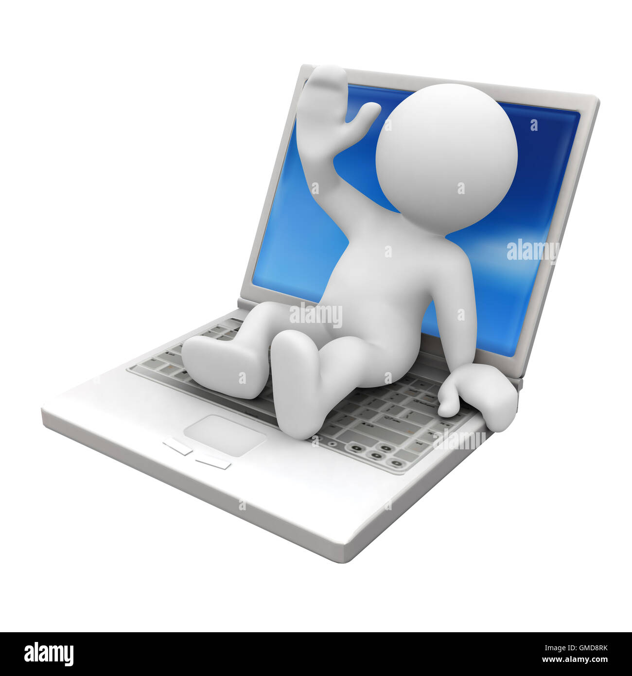 Happy laptop man woman Cut Out Stock Images & Pictures - Alamy