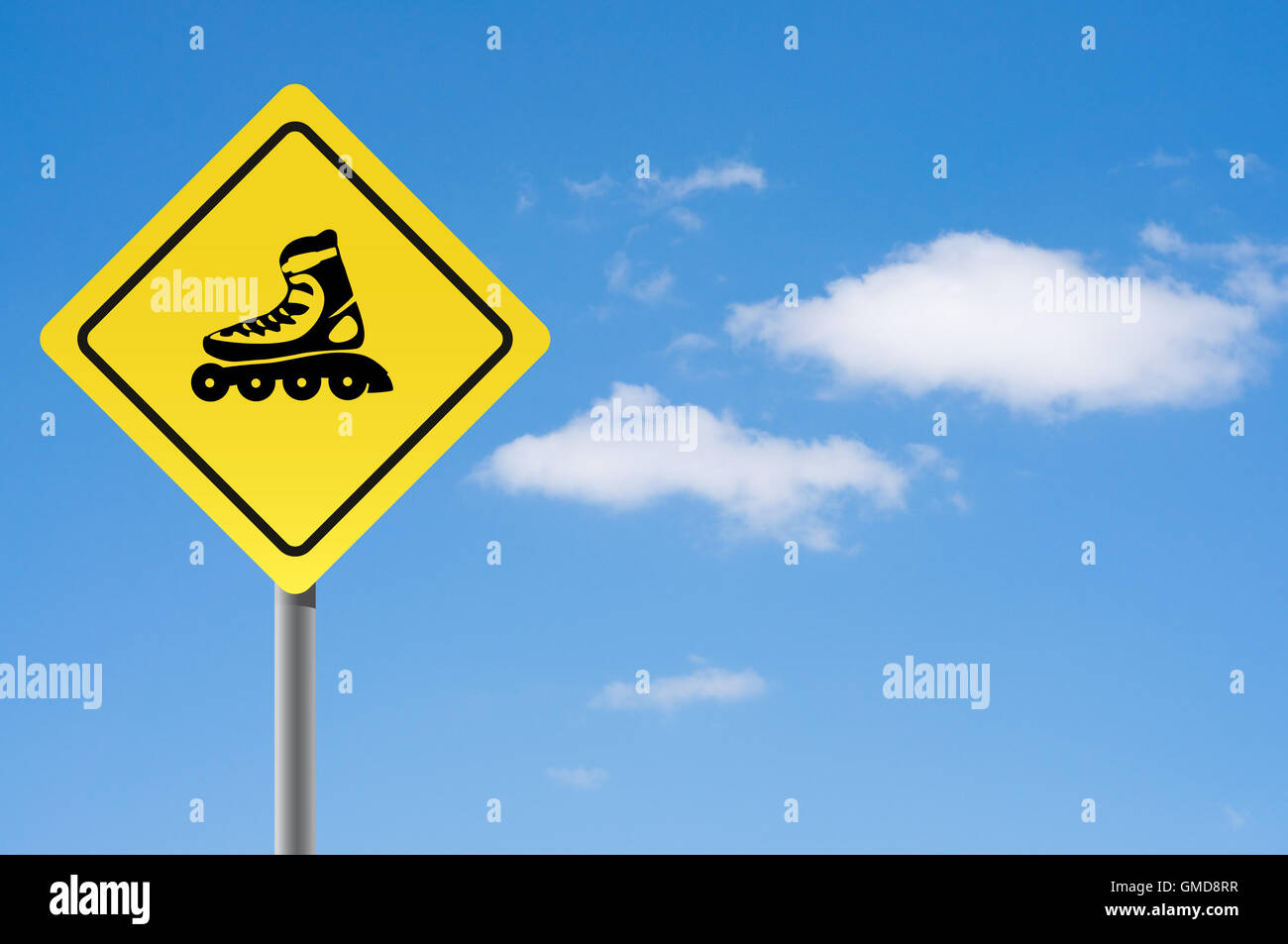 Sign with roller skates Stock Photo - Alamy