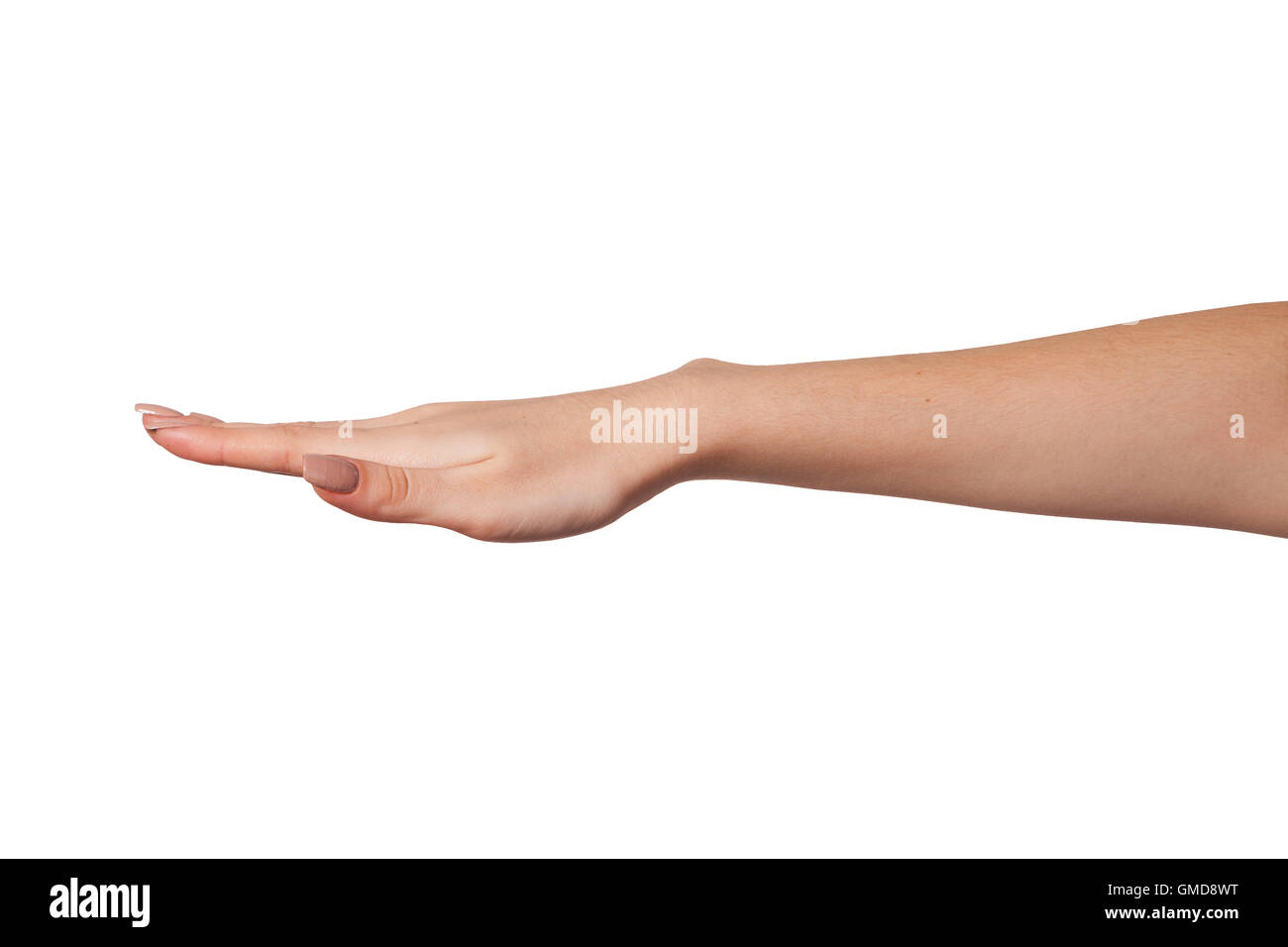 Open palm hand gesture of Female hand Stock Photo - Alamy