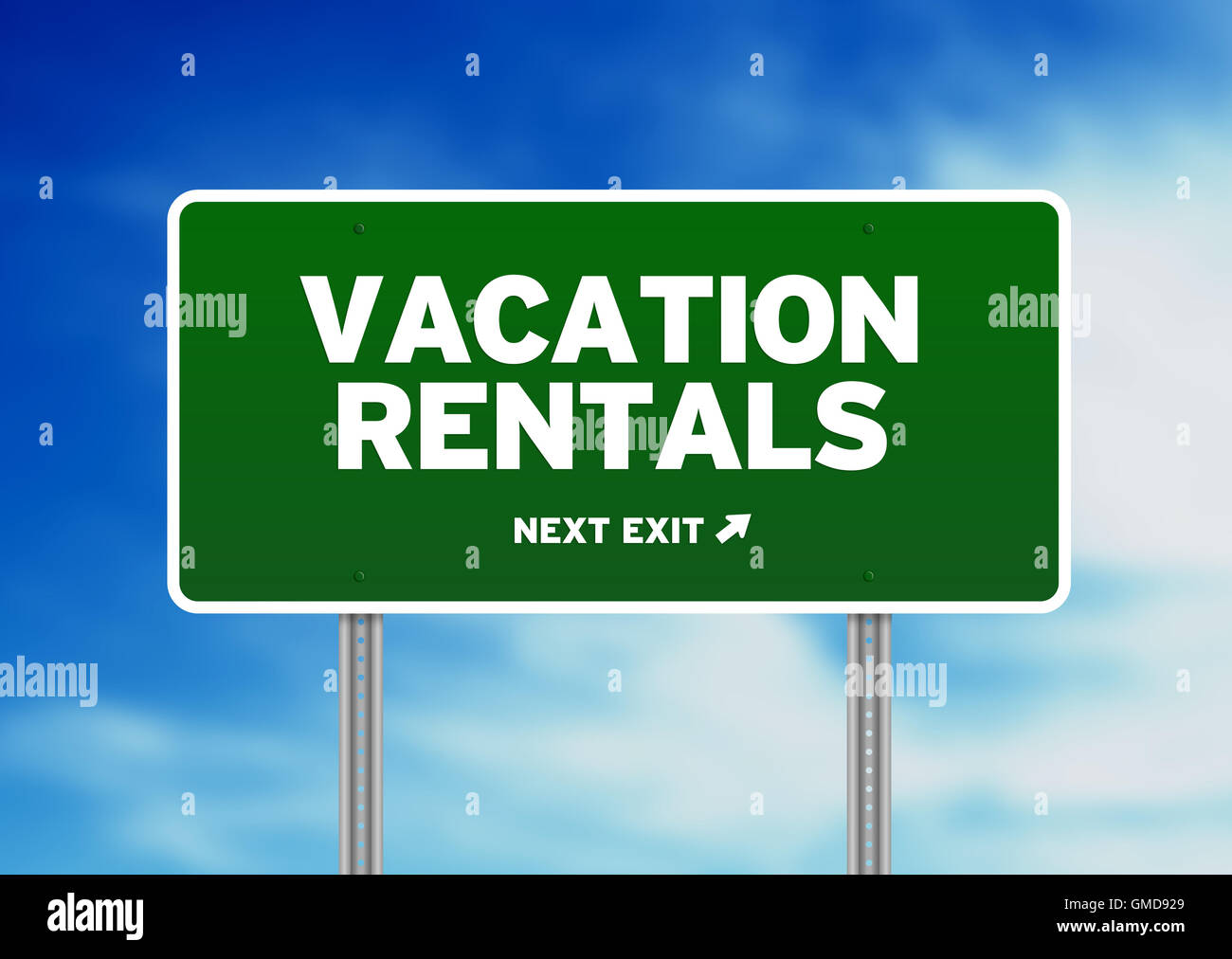 Green Road Sign - Vacation Rentals Stock Photo - Alamy