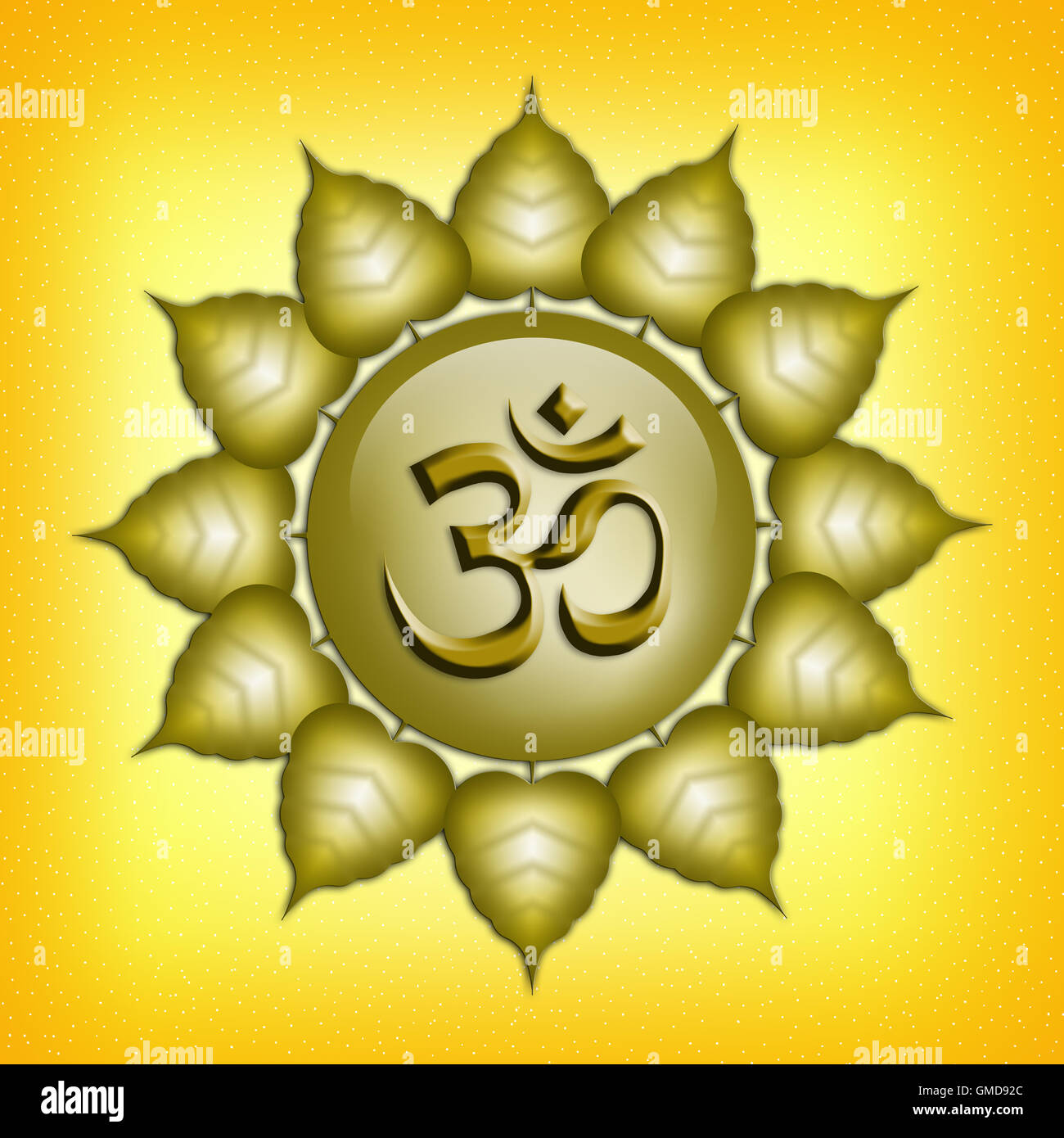 Om symbol in the golden sun Stock Photo - Alamy