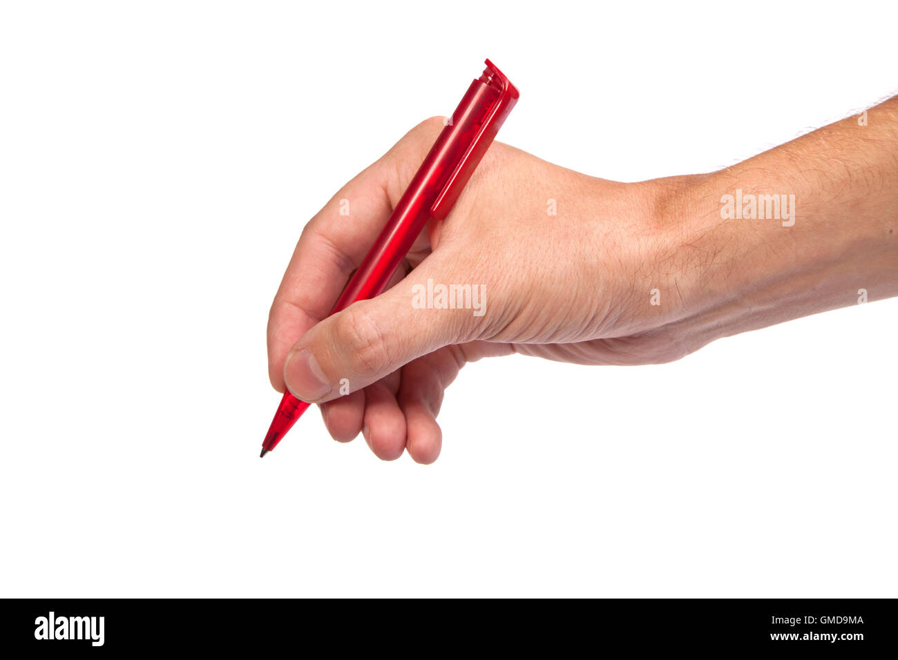 Hand hold a pen writing on the white Stock Photo - Alamy