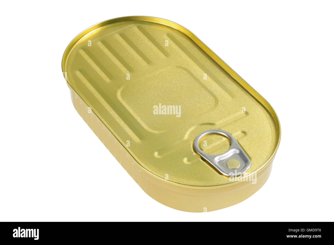 Metal can with a ring for opening Stock Photo - Alamy