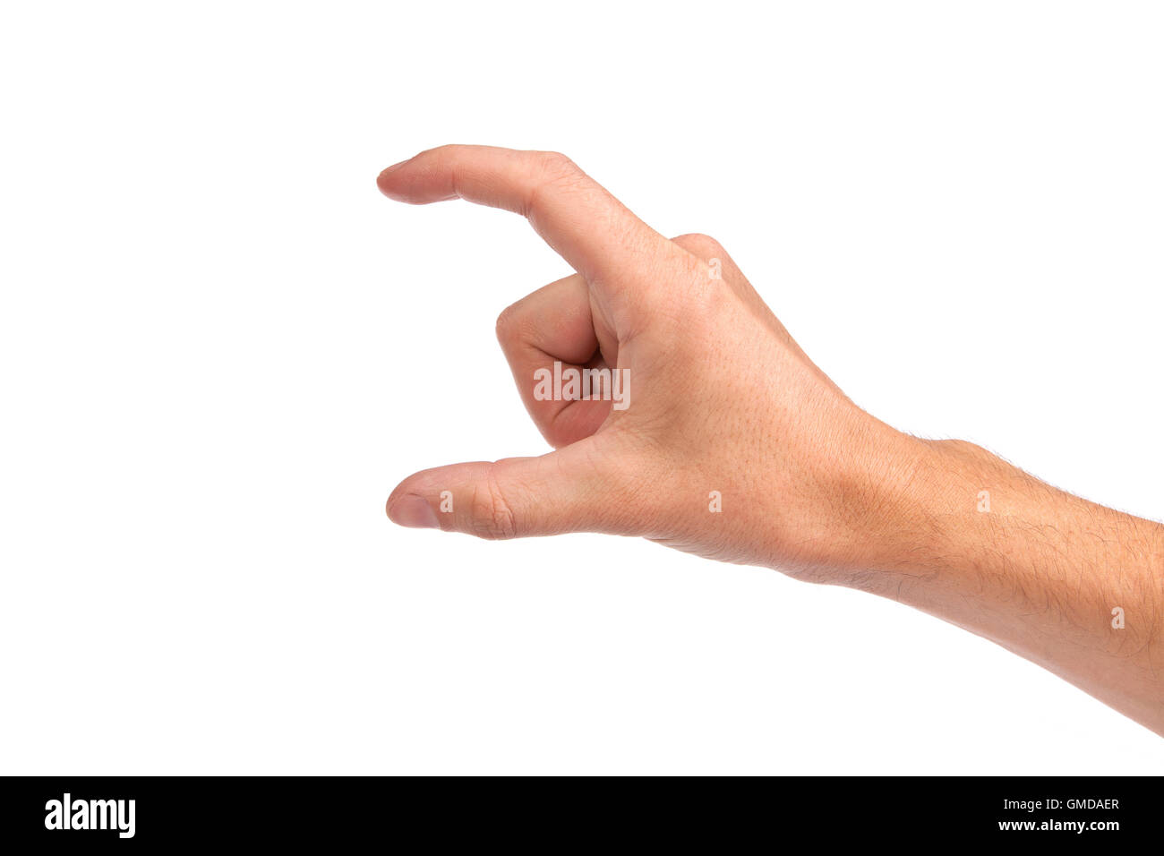 Male hand reaching for something on white Stock Photo - Alamy