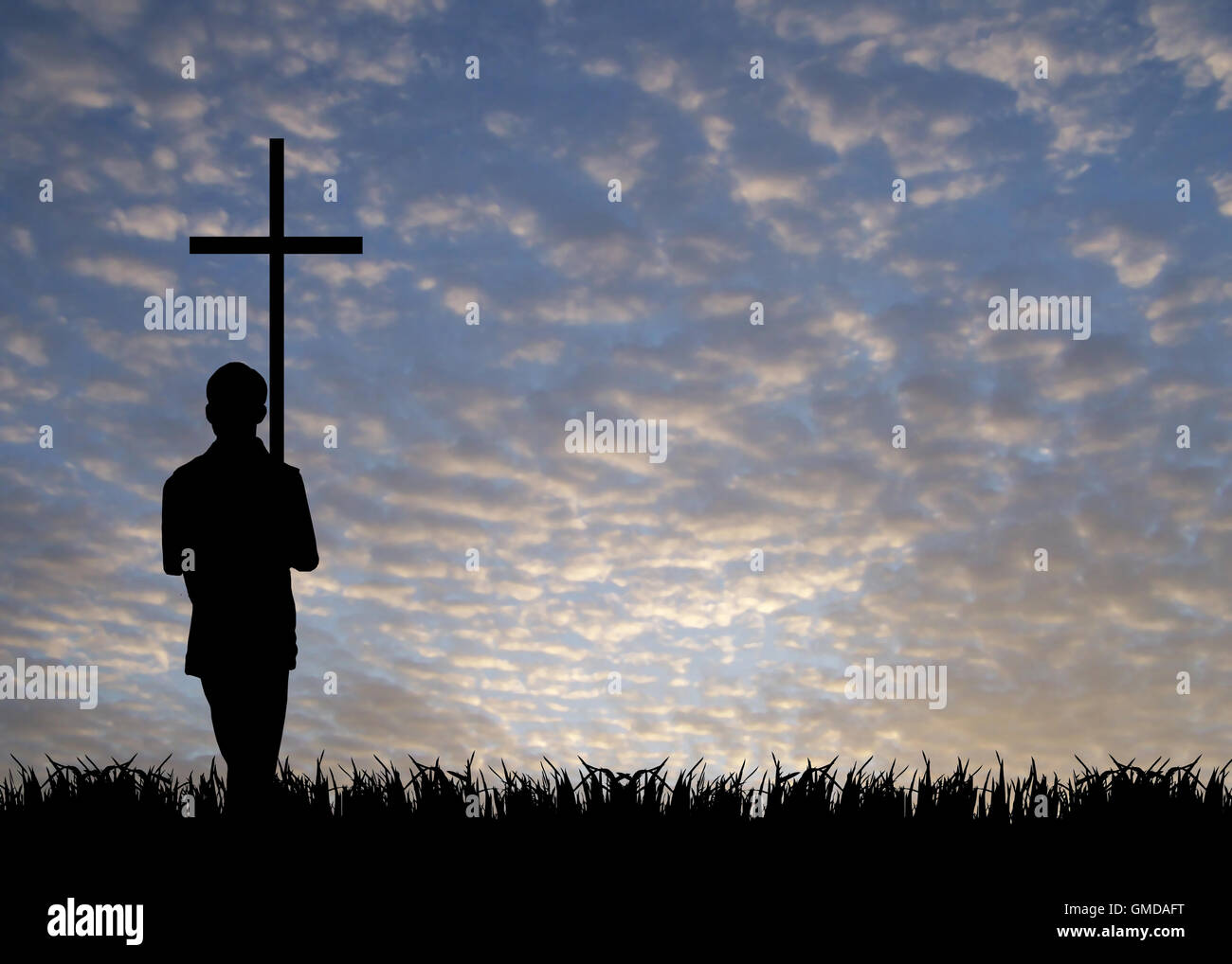 young man with cross Stock Photo - Alamy