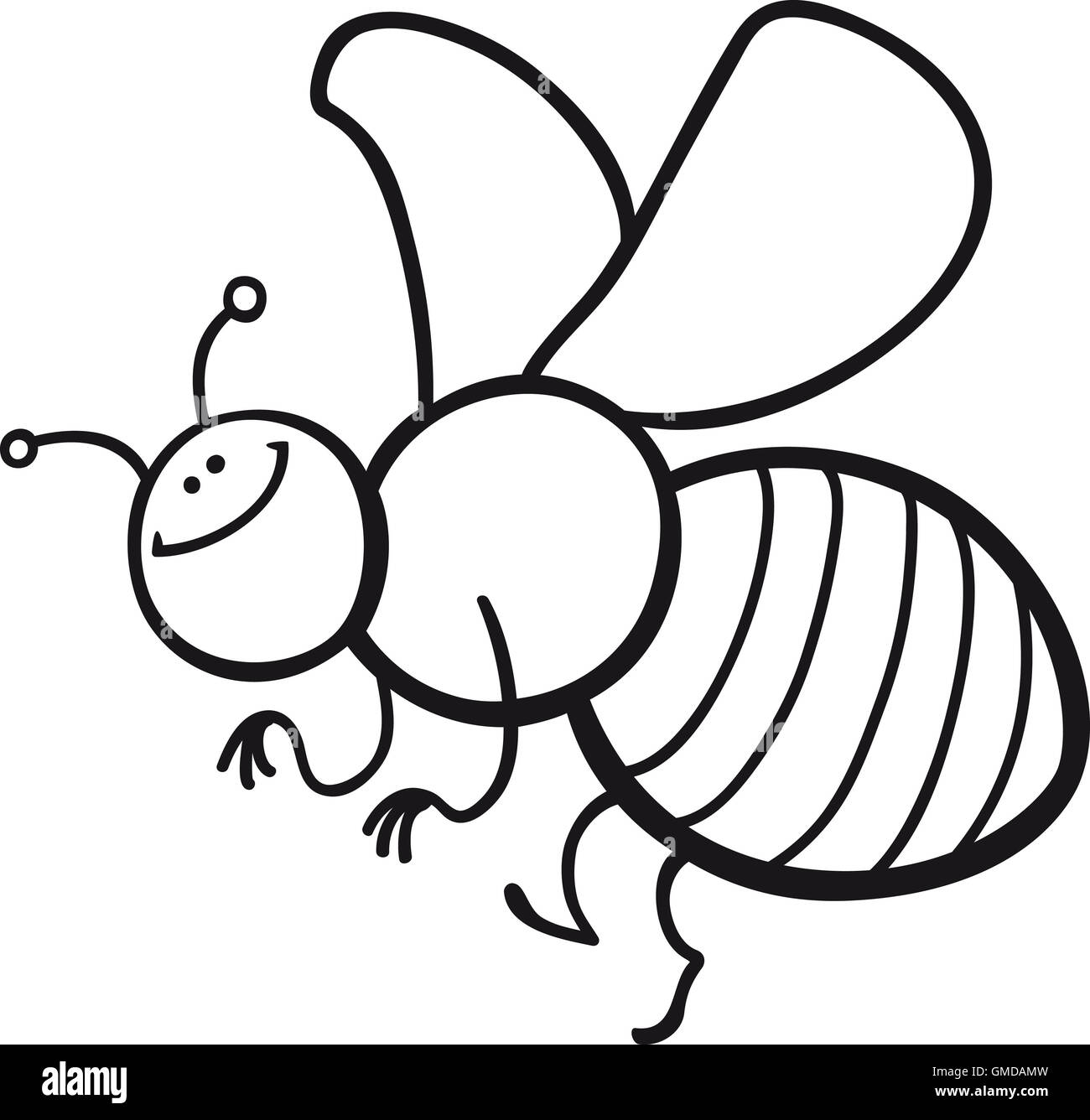 cartoon bee coloring page Stock Photo - Alamy