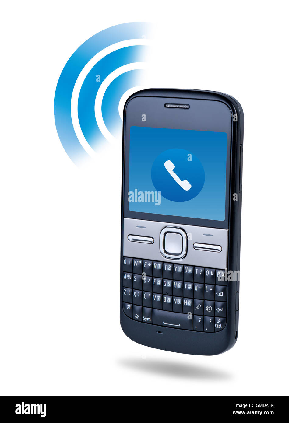 Cell phone connection technology concept on white background Stock ...