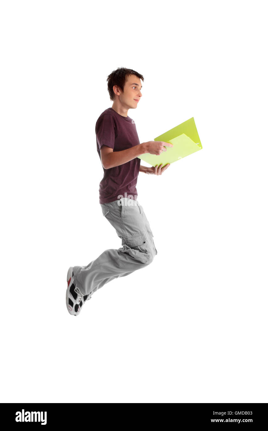 Teen student jumping Stock Photo - Alamy