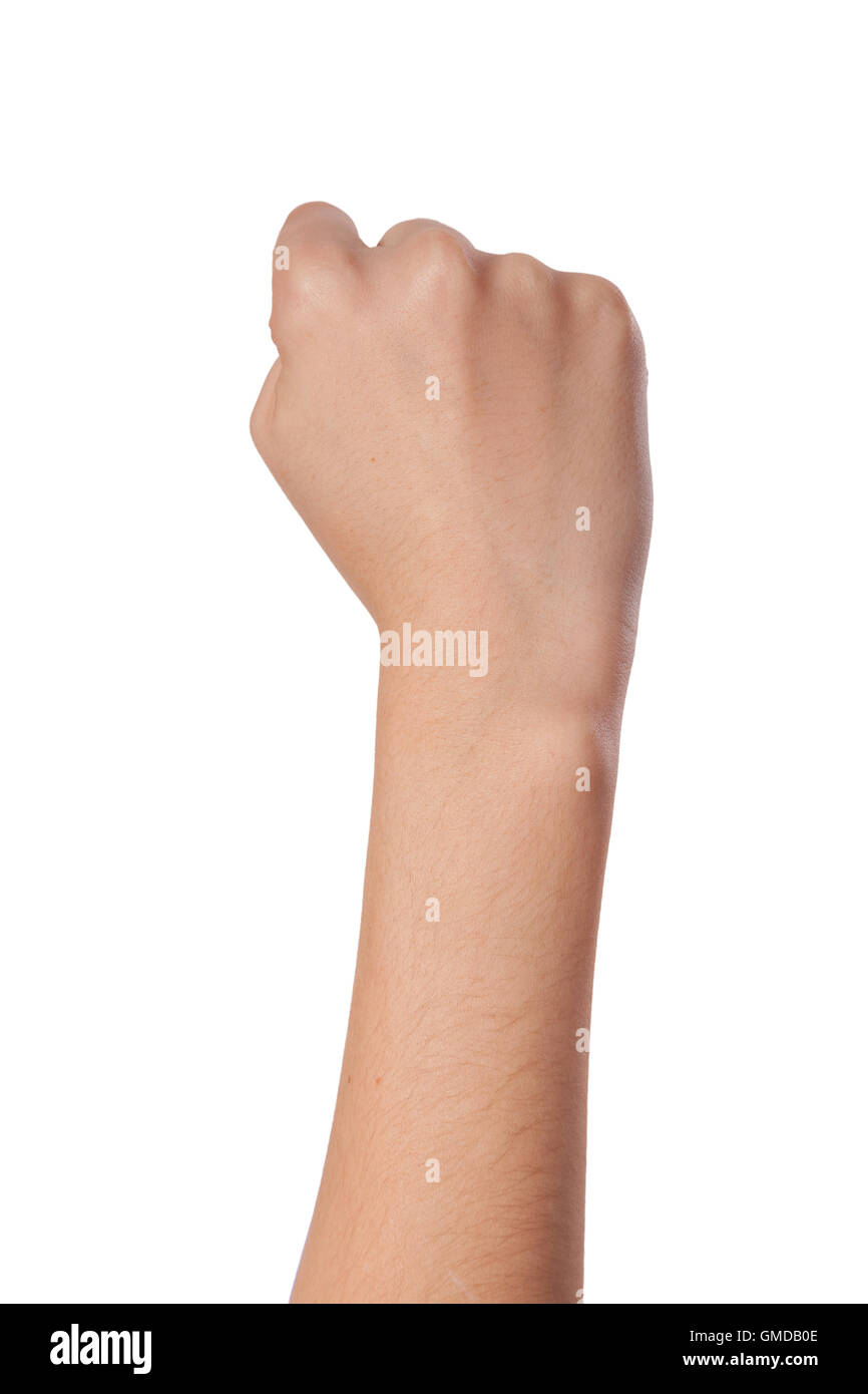 Female hand with a clenched fist isolated Stock Photo - Alamy
