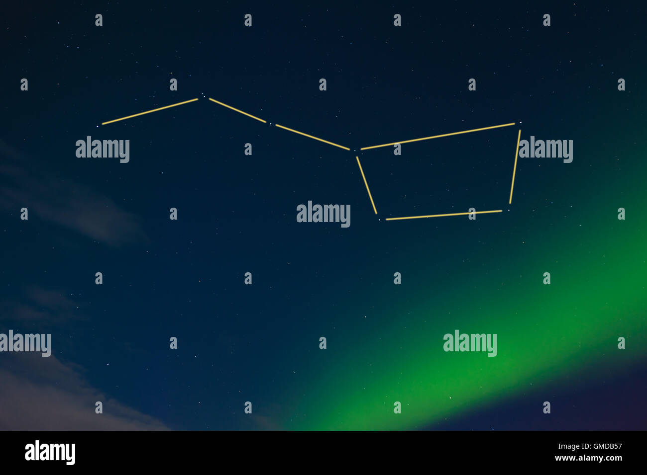 Big Dipper and northern lights display Stock Photo - Alamy