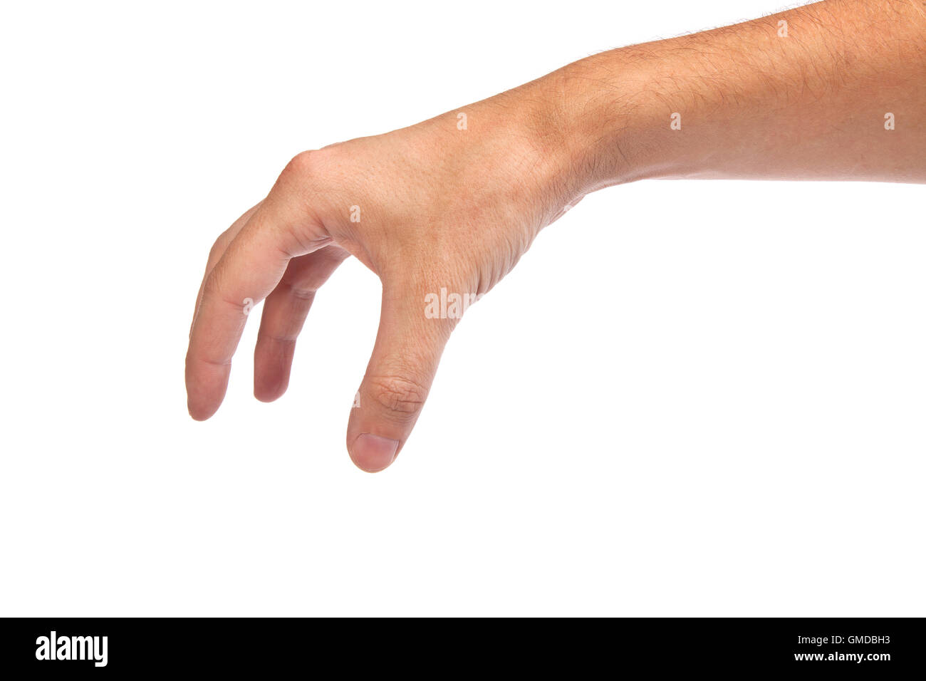 Male hand reaching for something on white Stock Photo - Alamy