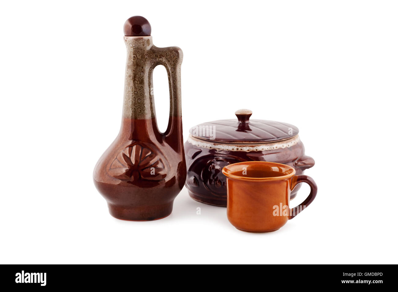 Pottery isolated white background Stock Photo - Alamy