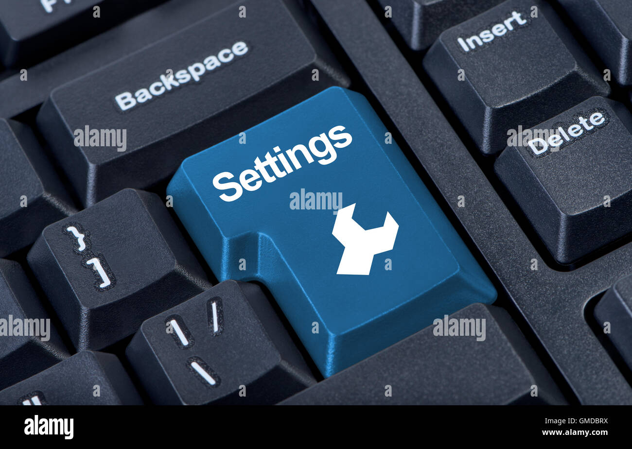 Button keypad settings with wrench icon Stock Photo - Alamy