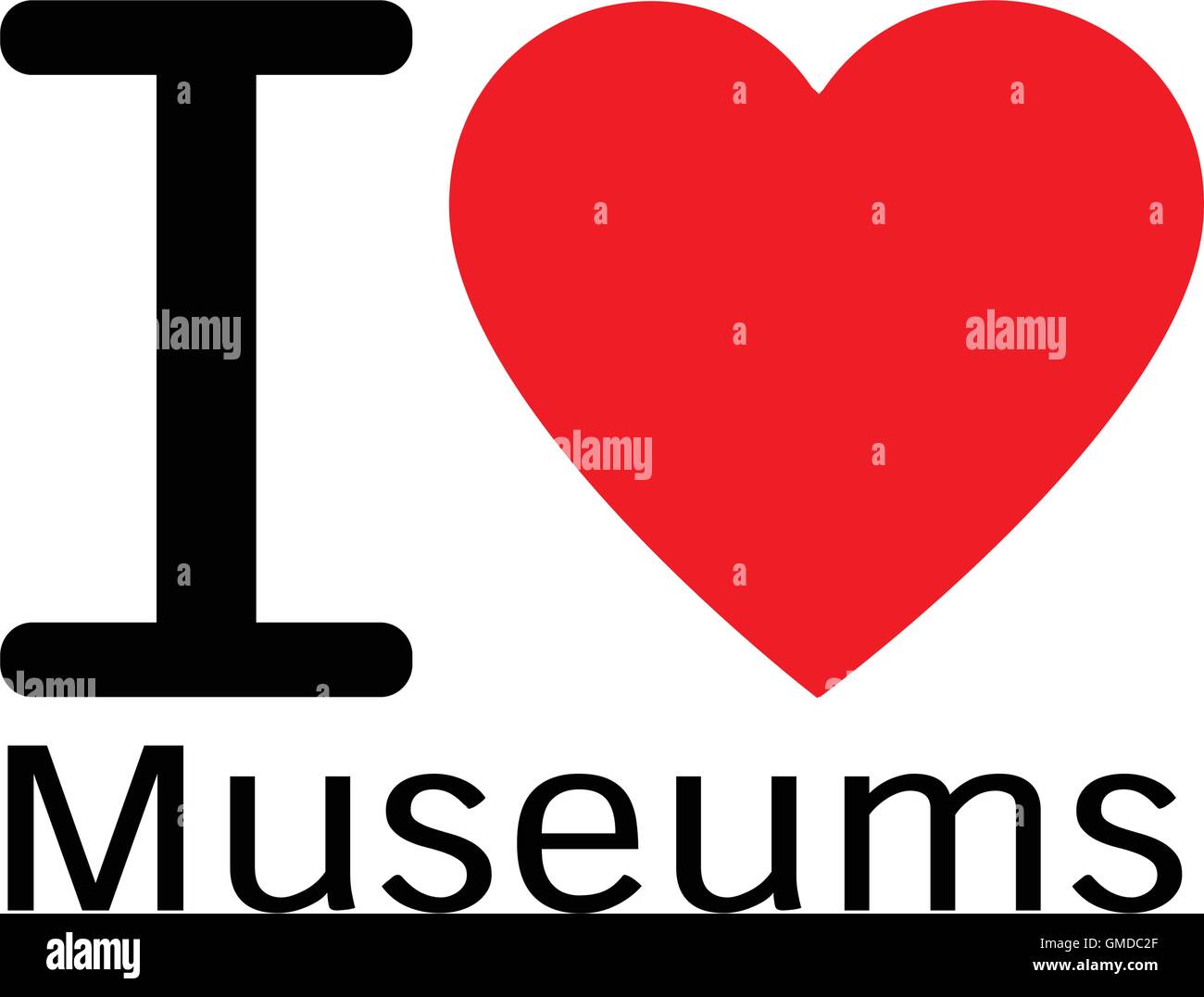 i love Museums lettering illustration design with sign Stock Vector ...