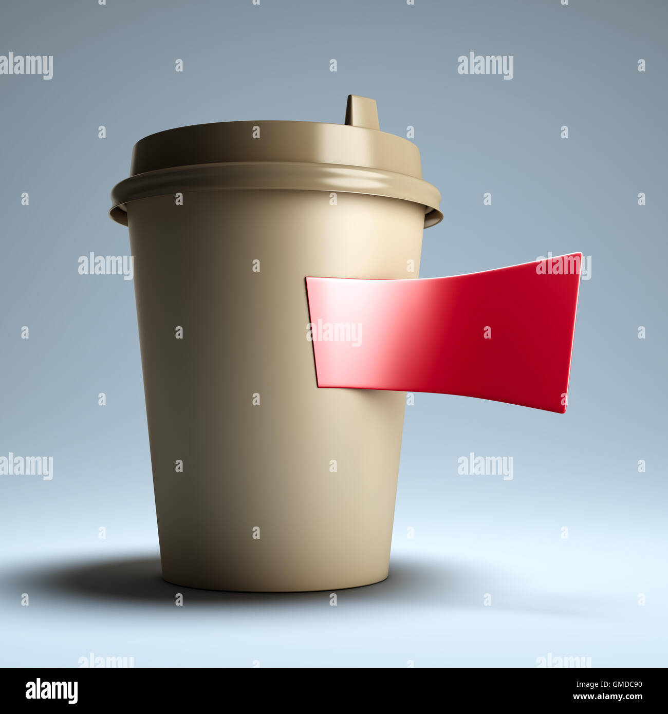 Coffee paper cup with sticker Stock Photo - Alamy