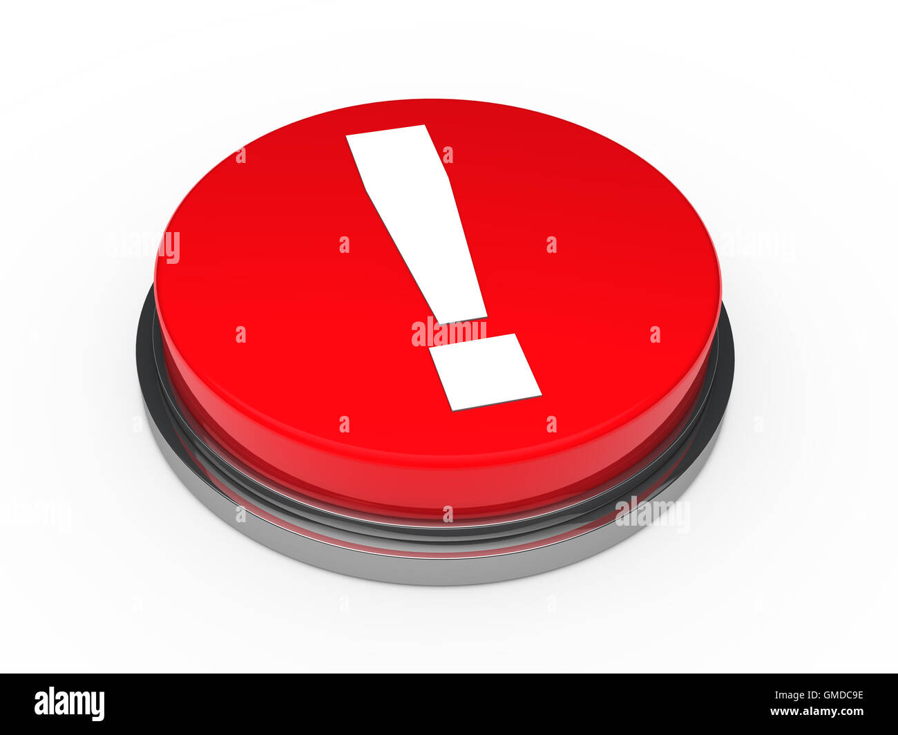 3d red button exclamation mark Stock Photo - Alamy