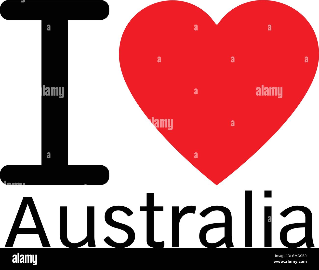 i love Australia lettering illustration design with heart sign Stock ...