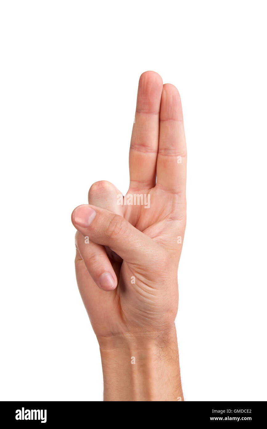 Hand gesture number four closeup isolated on white Stock Photo - Alamy
