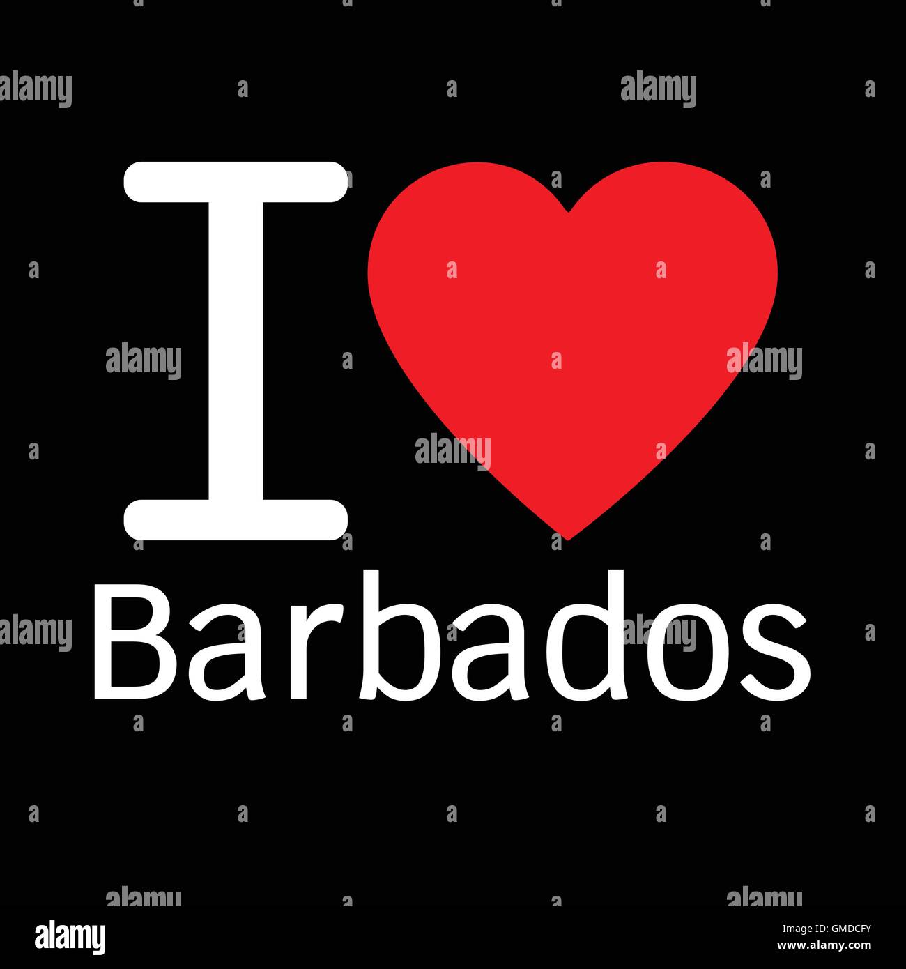 i love Barbados lettering illustration design with heart sign Stock ...