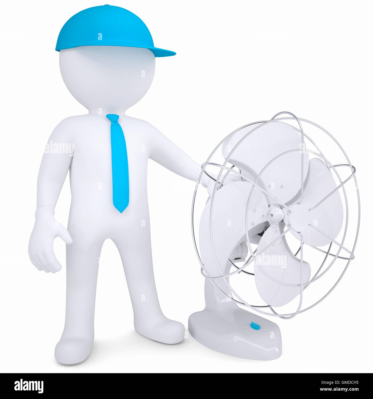 3d man with desktop fan Stock Photo - Alamy