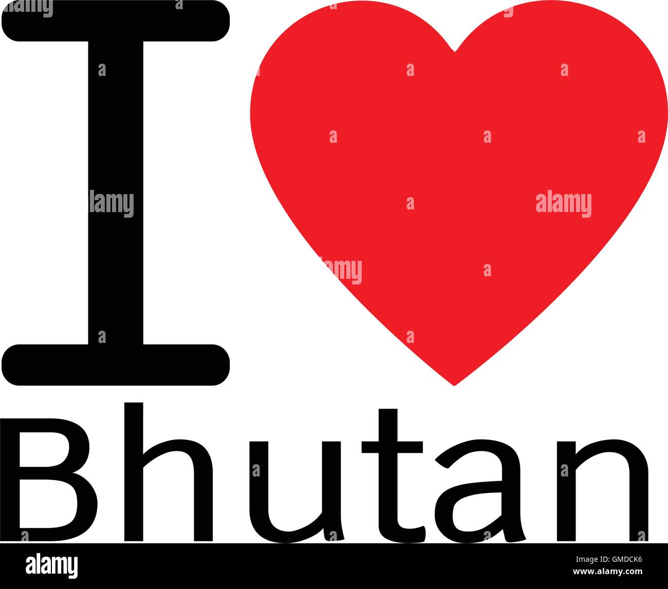i love Bhutan lettering illustration design with heart sign Stock ...