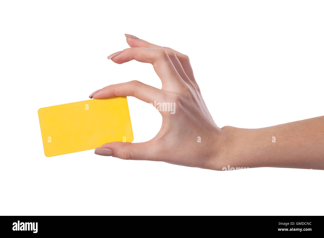 Hand holding note card Cut Out Stock Images & Pictures - Alamy