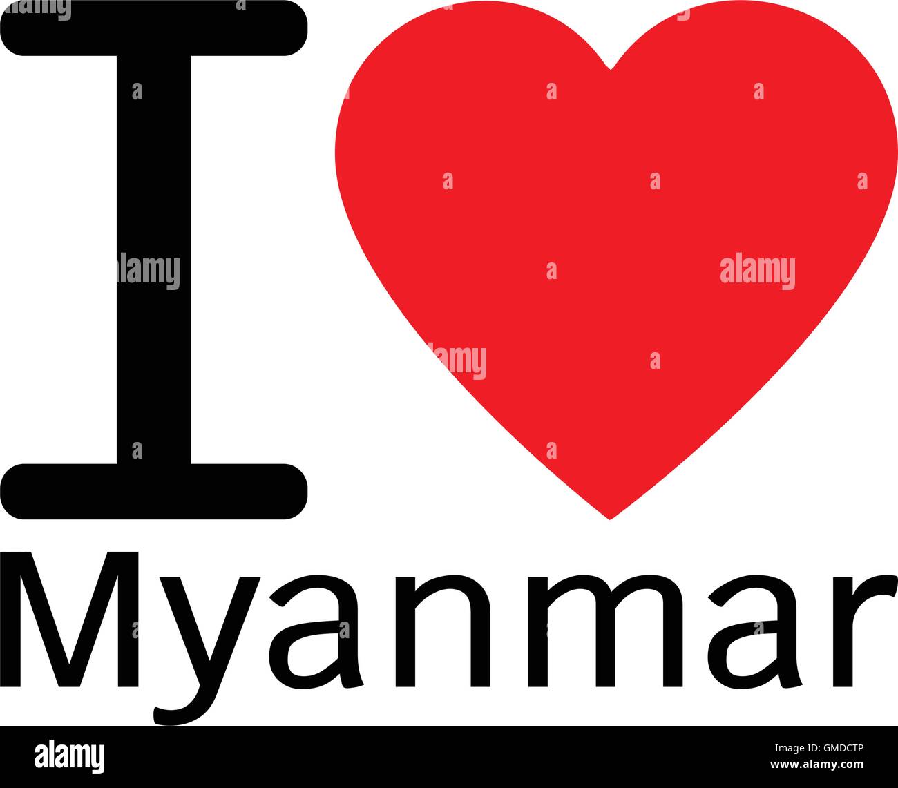 i love Myanmar lettering illustration design with heart sign Stock ...