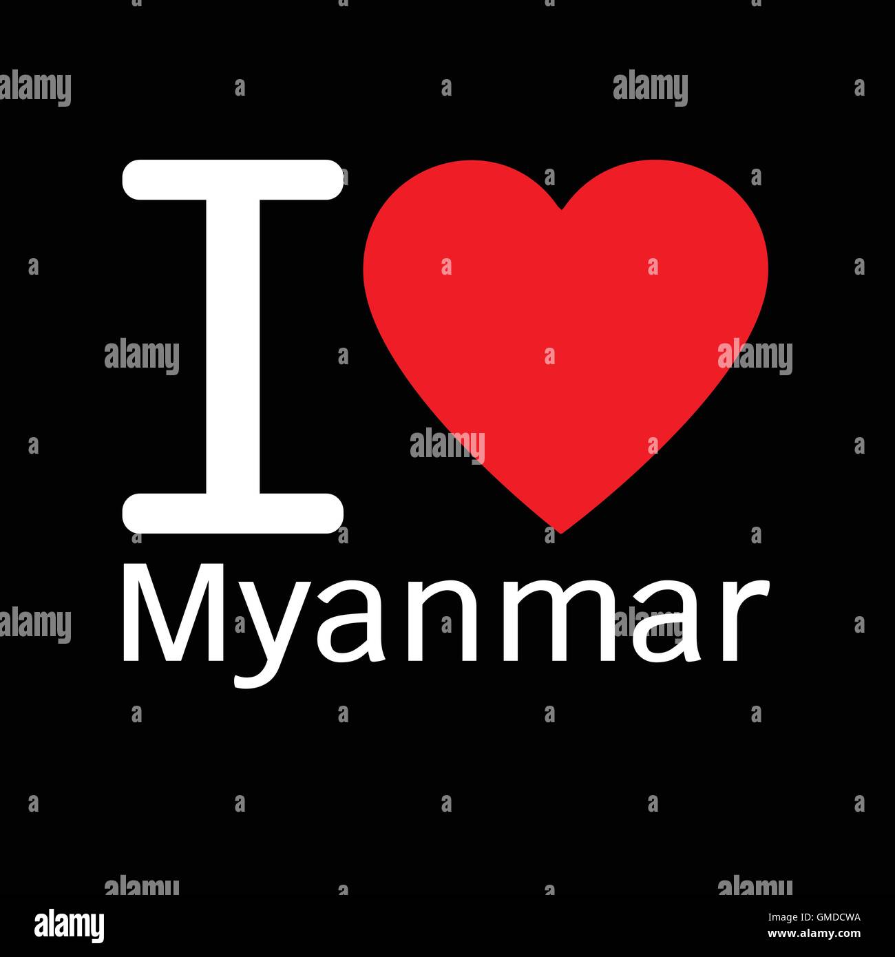i love Myanmar lettering illustration design with heart sign Stock ...