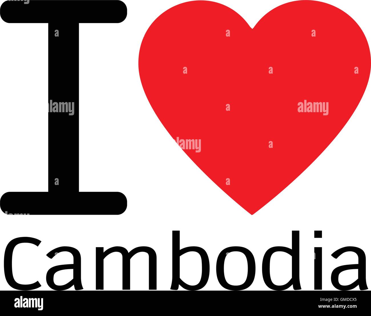 i love Cambodia lettering illustration design with heart sign Stock ...