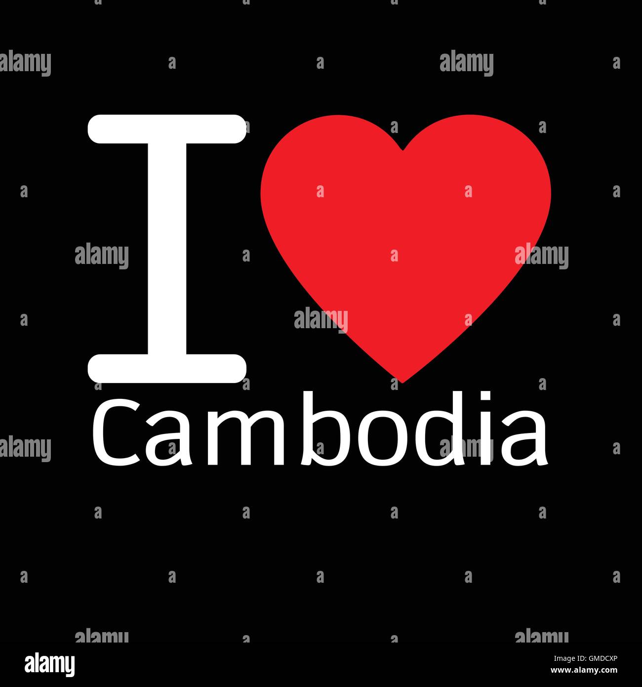i love Cambodia lettering illustration design with heart sign Stock ...